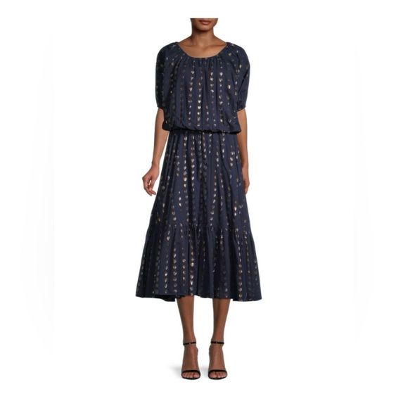 RHODE | Dresses | Rhode Frida Heart Filcoup Cottonblend Navy Blue ...